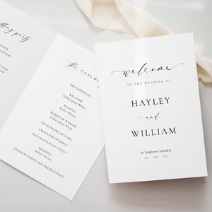 Printable Wedding Ceremony Program Template, Modern Minimalist, Wedding ...