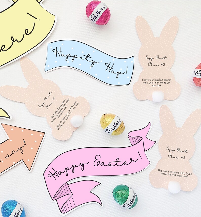 Printable Easter Egg Hunt Clues - Easter Egg Hunt Props - Editable ...