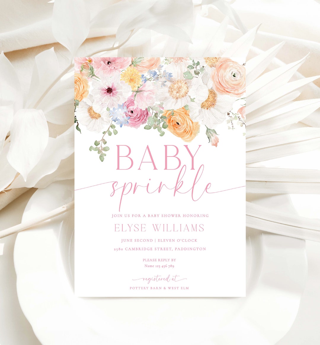 Printable Baby Sprinkle Invitation Template, Editable Girl Baby Shower ...