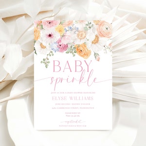 Printable Baby Sprinkle Invitation Template, Editable Girl Baby Shower ...