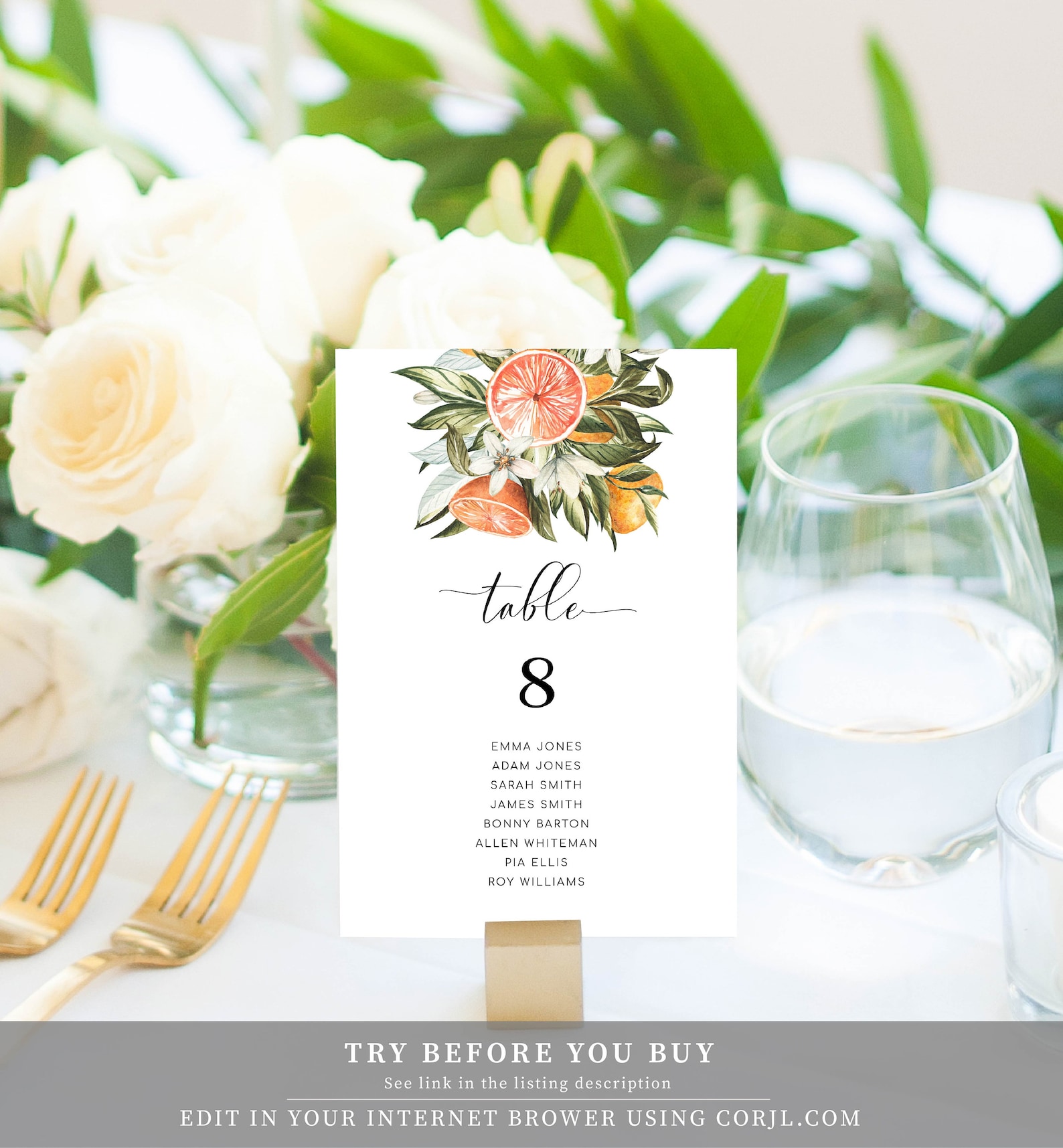 Editable Table Numbers With Guest Names Italian Oranges | Etsy