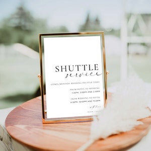Shuttle Service Sign Template, Printable Wedding Venue Transport Sign ...