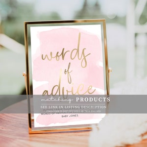 Words of Advice and Date Night Ideas Cards - Pink Watercolour Bridal ...