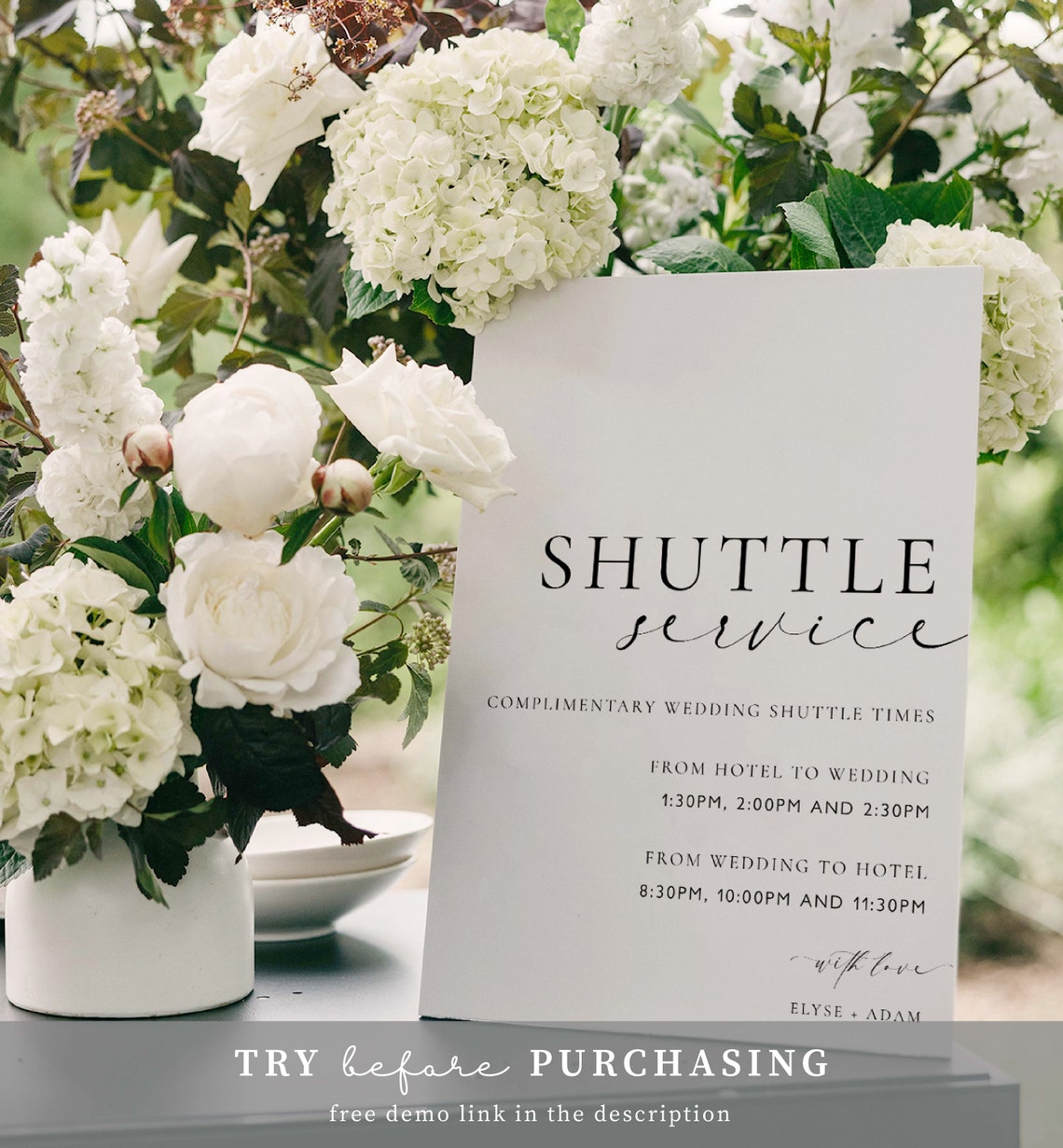 Shuttle Service Sign Template, Printable Wedding Venue Transport Sign ...