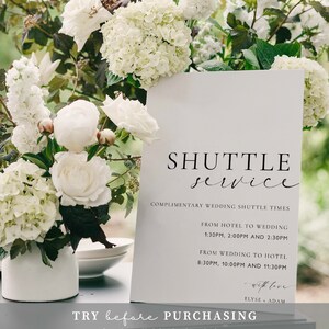 Shuttle Service Sign Template, Printable Wedding Venue Transport Sign ...