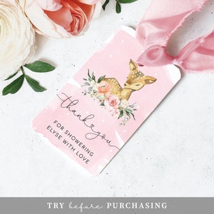 Oh Deer Thank You Favour Tags Editable Woodland Theme Girl - Etsy