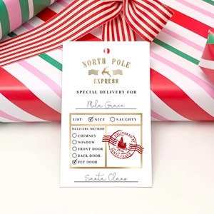 Printable Santa Gift Tag: North Pole Special Delivery (DIY Template) - Etsy