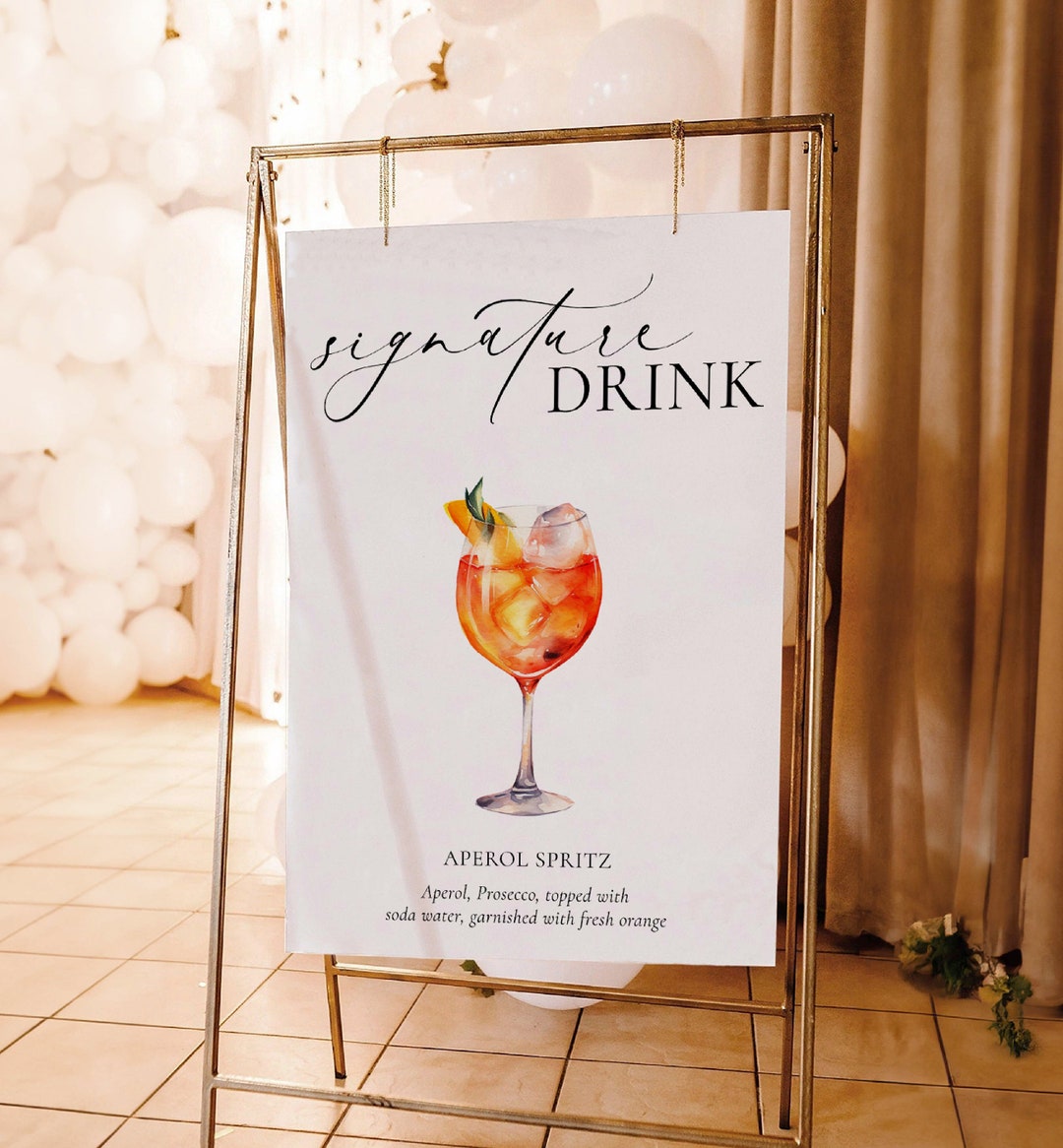 Signature Drink Menu Sign, Printable Wedding Signature Cocktail Sign ...