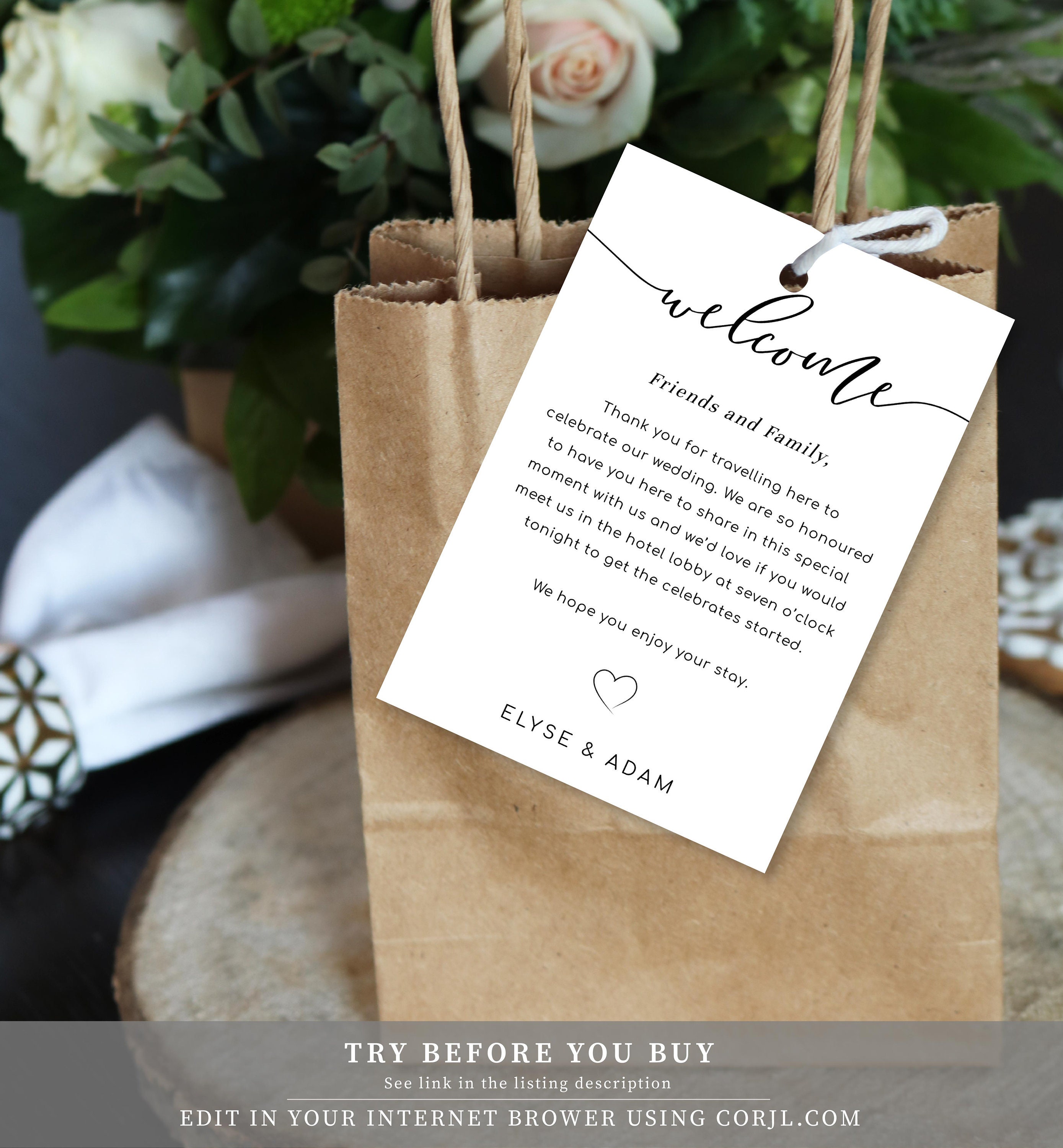 Itinerary and Welcome Bag Template Wedding Welcome Bag | Etsy
