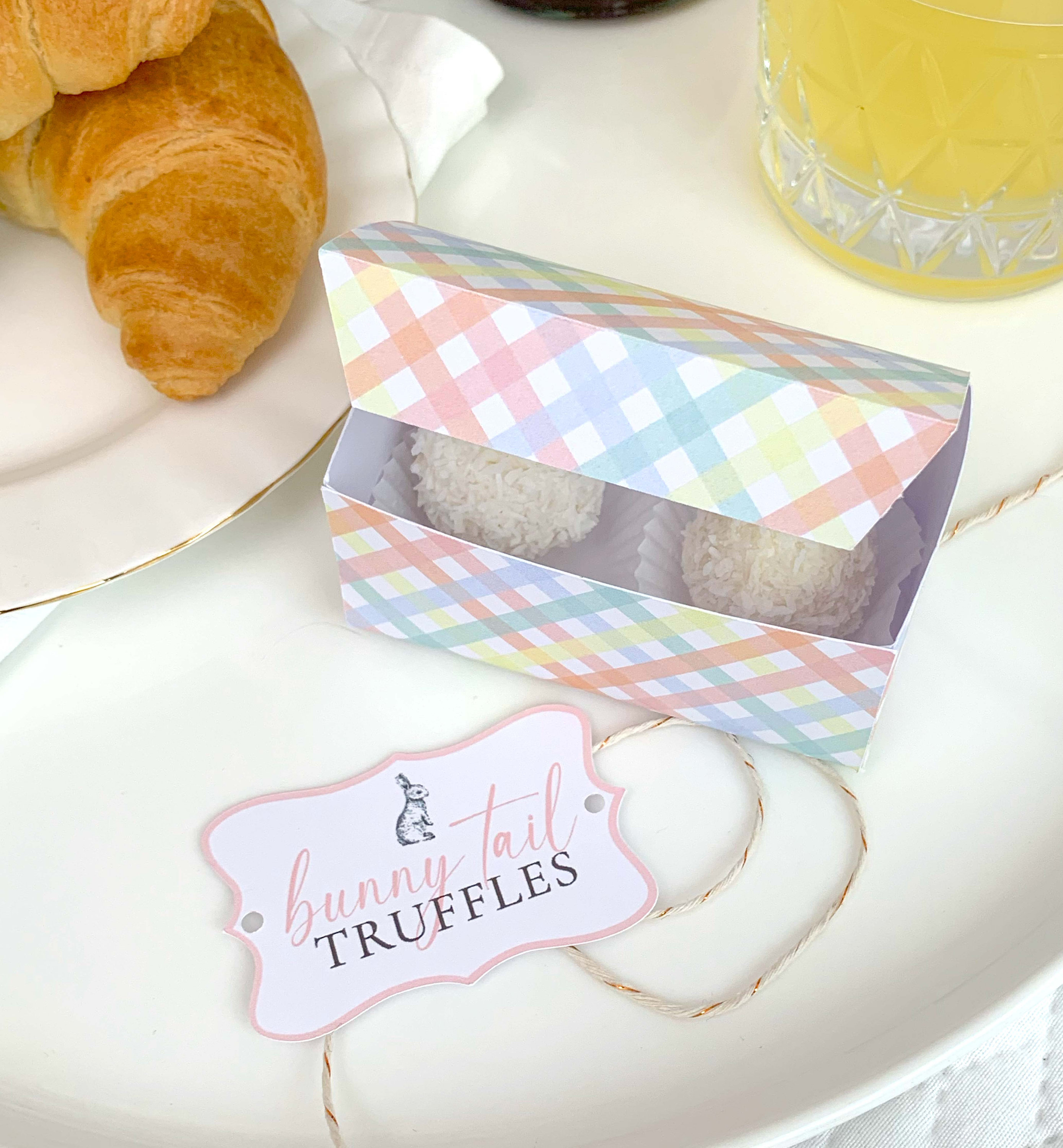 Printable Easter Bunny Tail Truffle Treat Box Template, Editable Easter ...