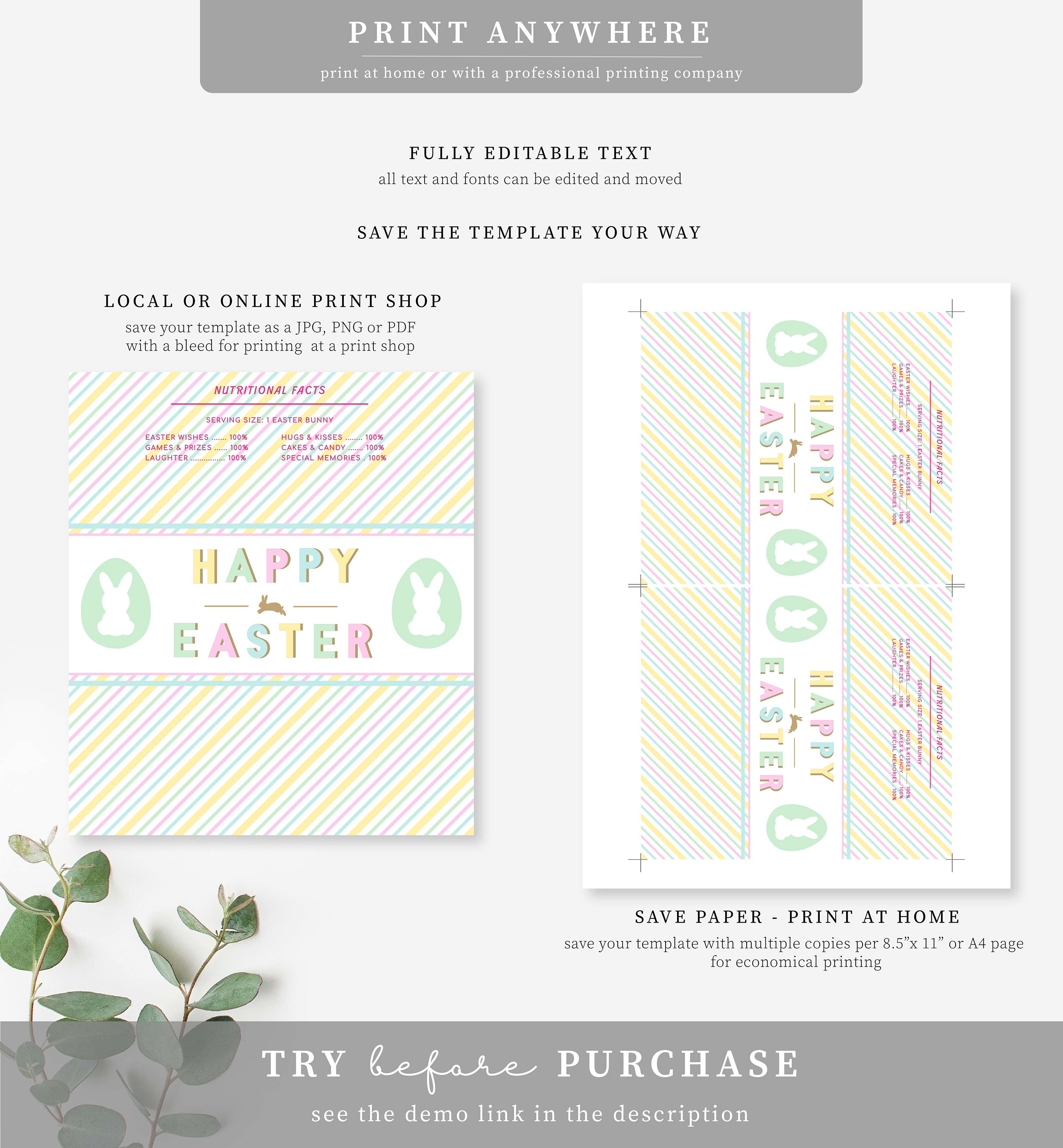 Printable Easter Chocolate Wrapper Template, Editable Easter Egg Hunt ...