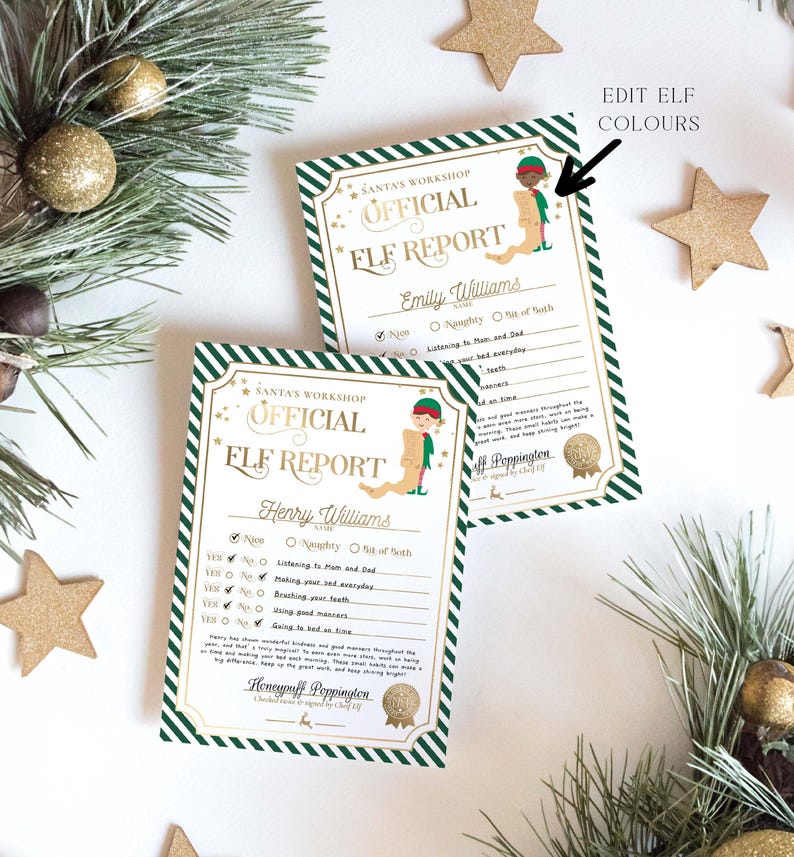 Printable Elf Report Card Template, North Pole Arrival (digital ...