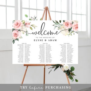 Printable Wedding 3 Long Tables Seating Chart, Wedding Banquet Table ...
