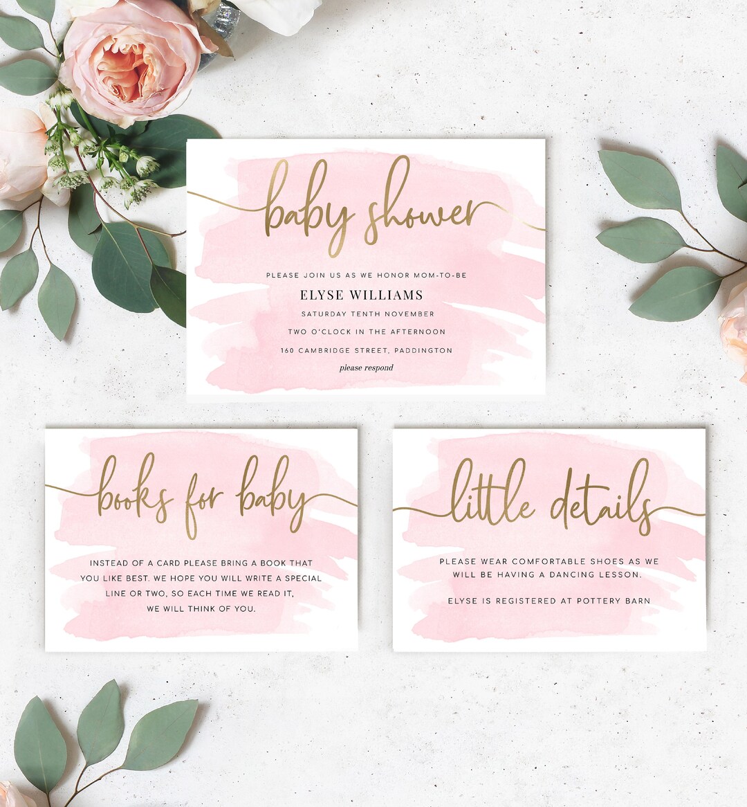 Plantilla de invitación de baby shower, libros para bebé y juego de ...