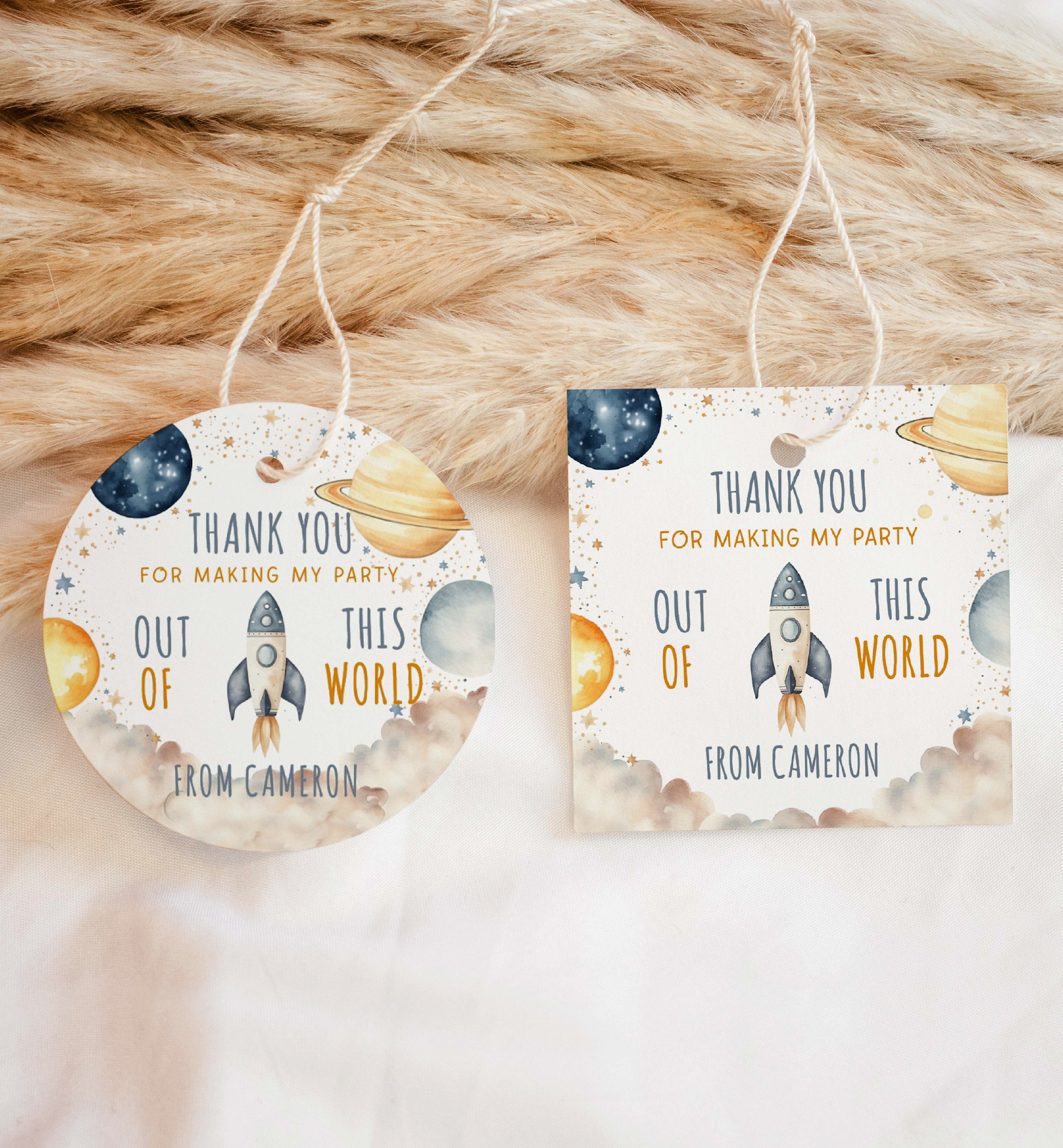Blast off Space Birthday Favor Tag, Printable First Trip Around the Sun ...