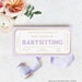 Printable Babysitting Gift Voucher Template, Birthday Childminding Gift ...