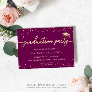 Printable Graduation Party Invitation, Hot Pink College Graduation ...