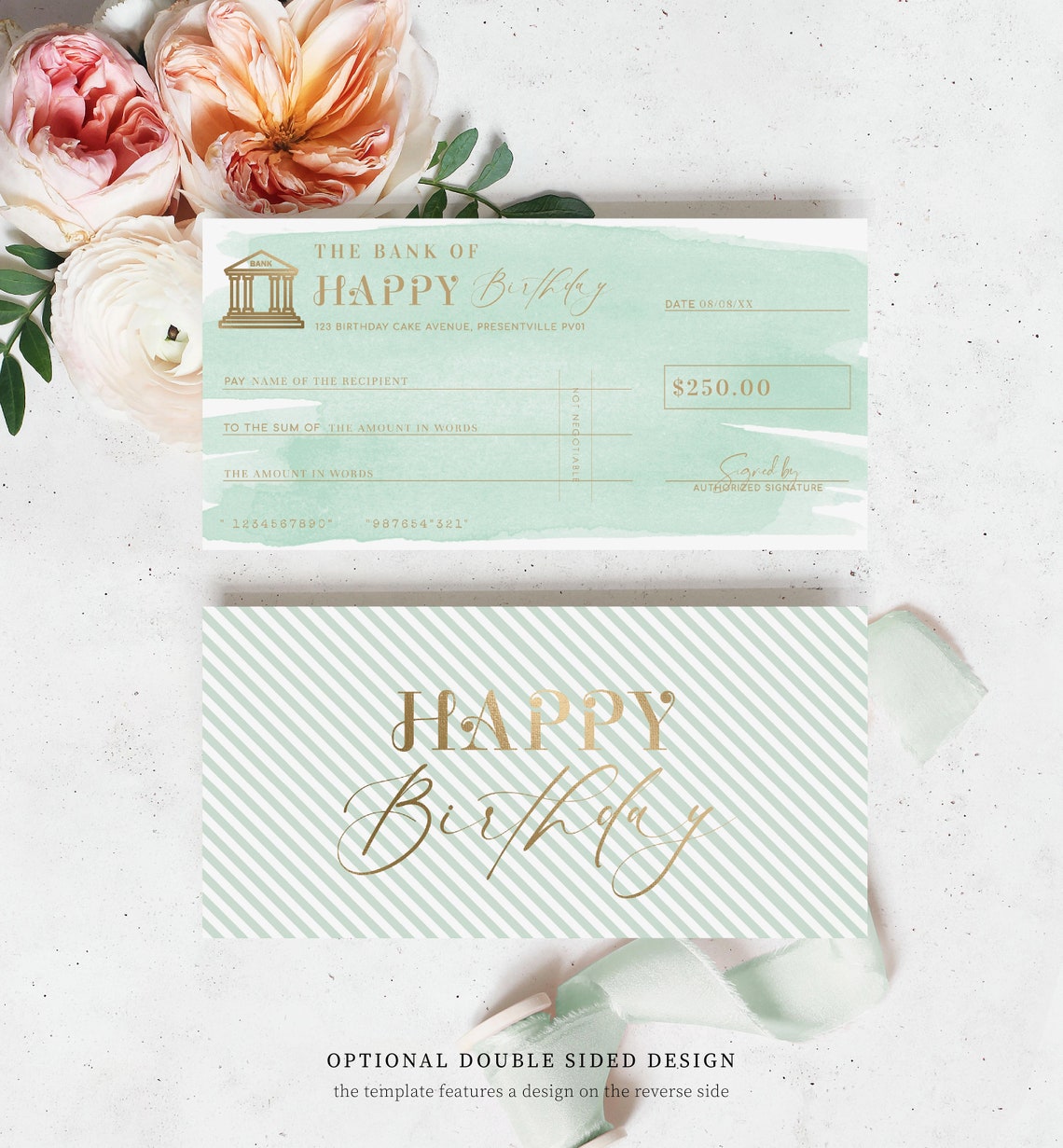 Birthday Cheque Template Fake Bank Cheque Gift Voucher - Etsy Australia