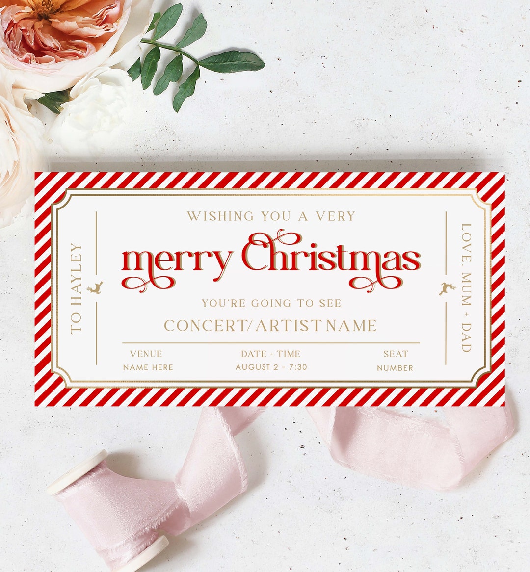 Christmas Concert Ticket Gift Voucher Template, Fully Custom Printable ...