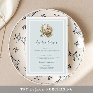 Printable Easter Menu Template, Easter Brunch Menu, Easter Lunch Menu ...