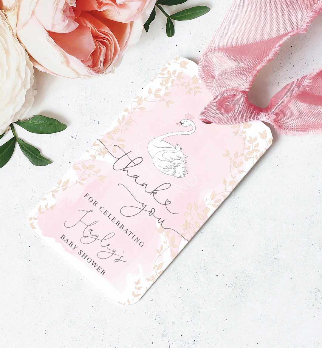 Swan Printable Thank You Tag Template, Swan Princess Theme Girl Baby ...