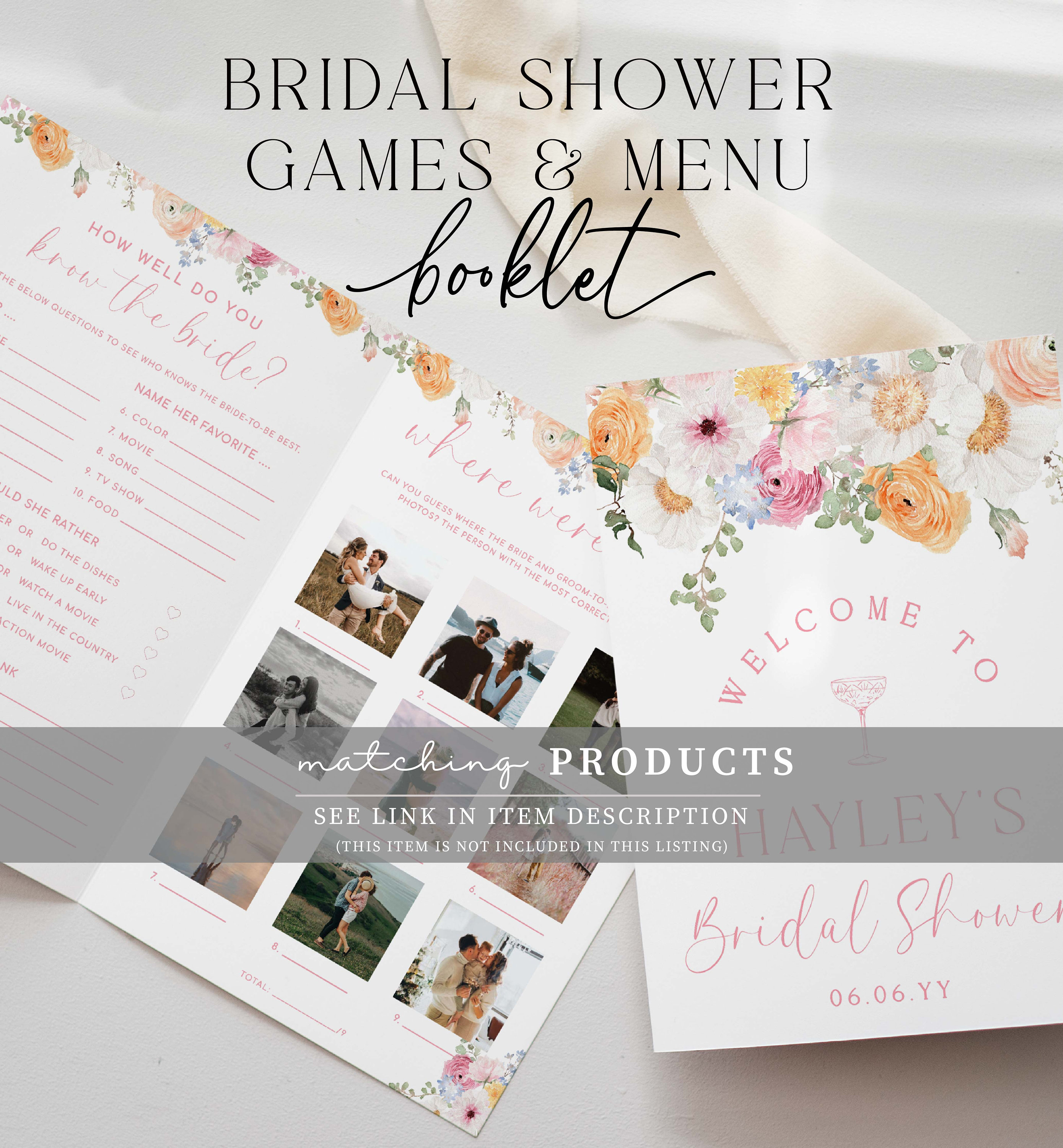 Spring Floral Bridal Shower Welcome Sign Template (printable), Millie ...
