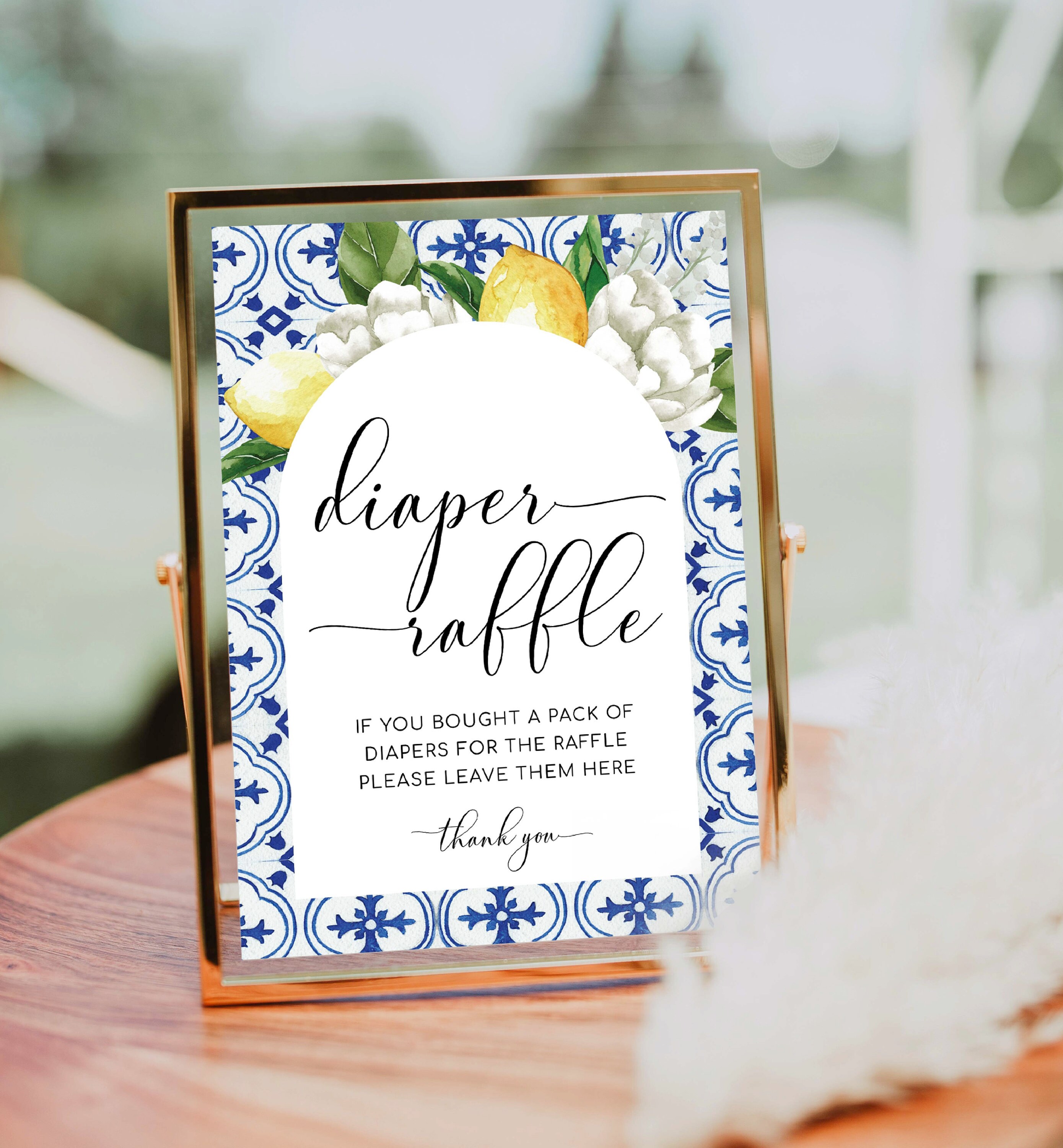 Mediterranean Lemon Diaper Raffle Ticket & Sign (printable), the Med - Etsy
