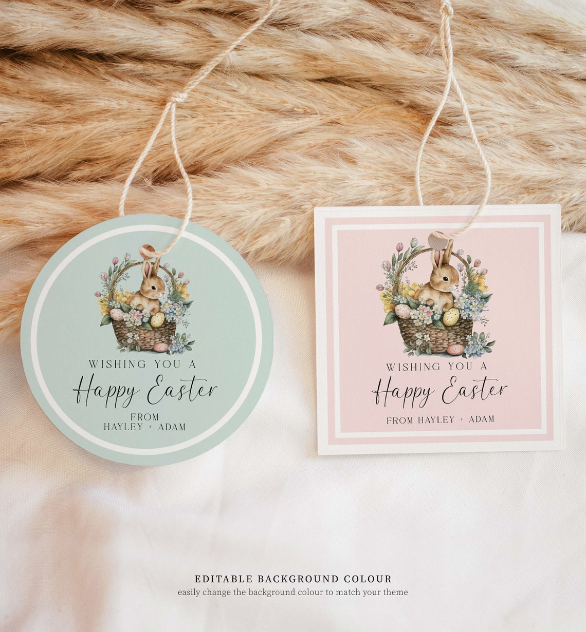 Printable Happy Easter Gift Tag Template, Easter Hunt Tag, Easter ...