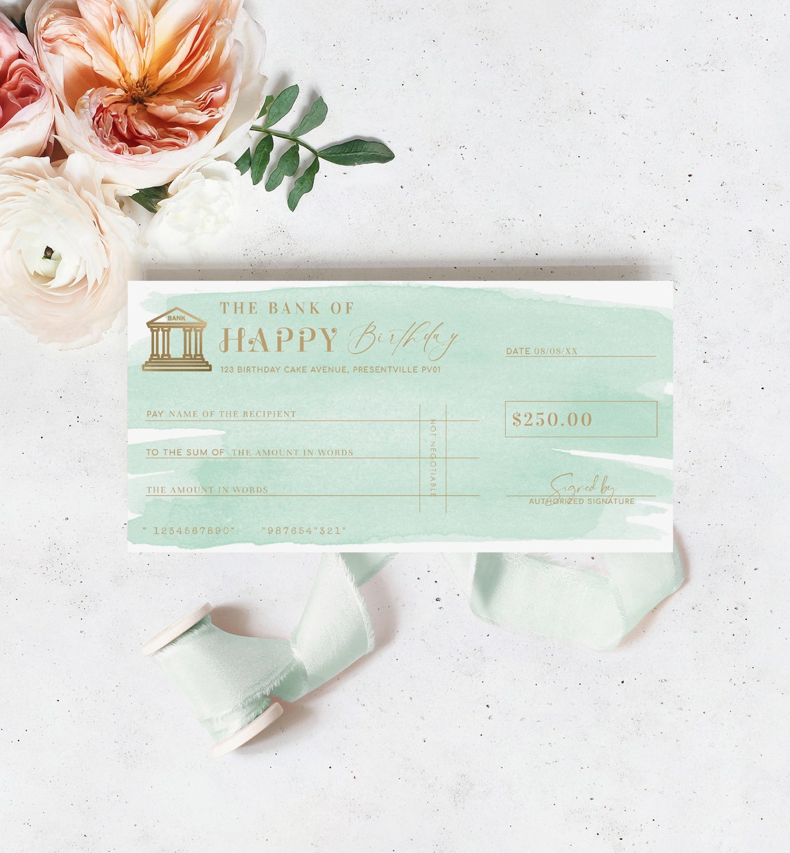 Modèle de chèque d'anniversaire, faux chèque bancaire, chèque-cadeau à ...