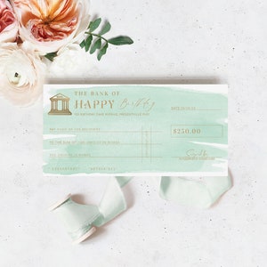 Birthday Cheque Template Fake Bank Cheque Gift Voucher - Etsy Australia