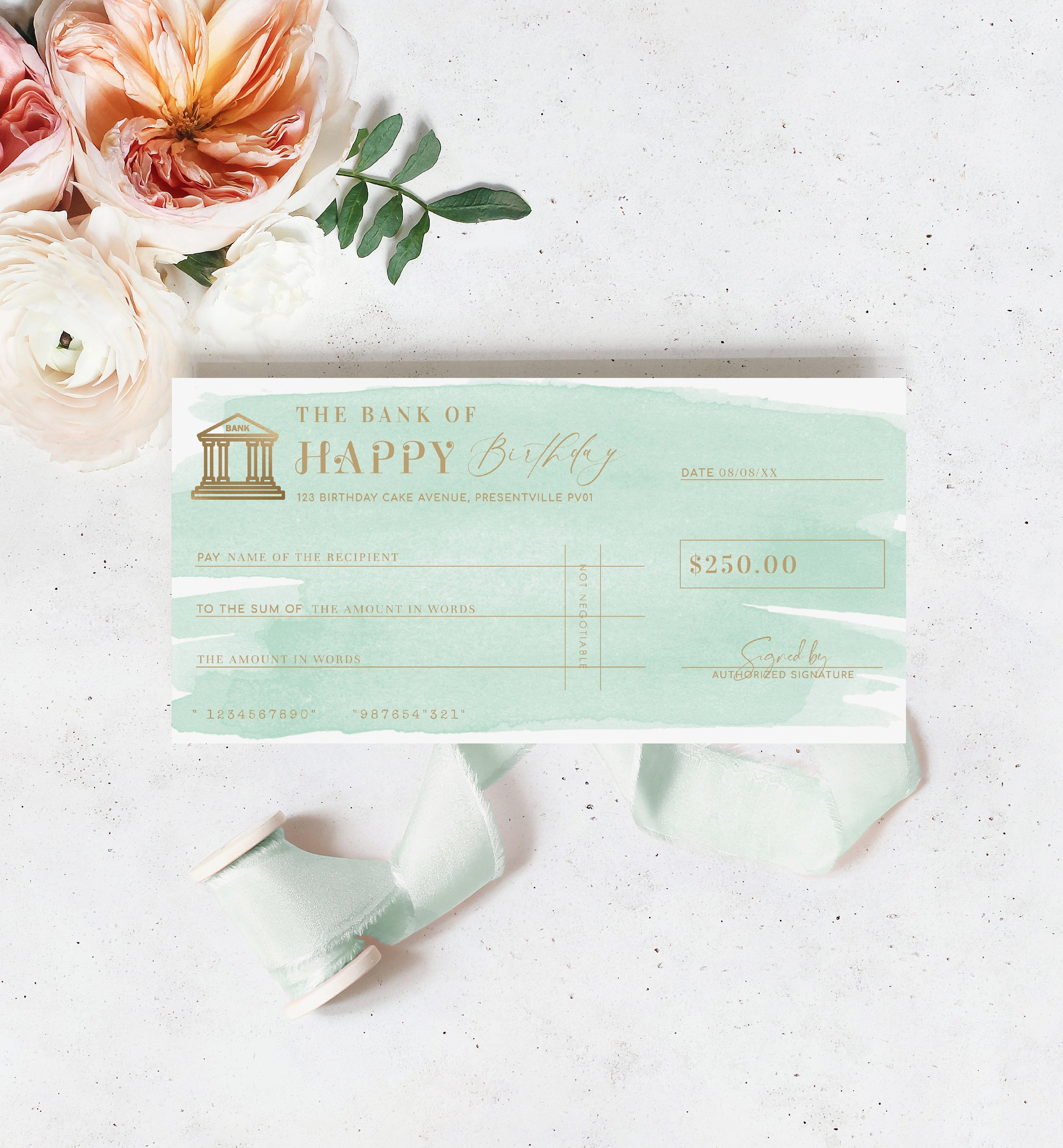 Birthday Cheque Template Fake Bank Cheque Gift Voucher - Etsy Australia