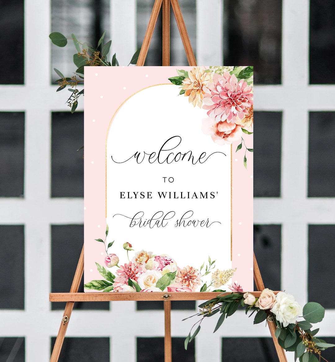 Printable Welcome Sign, Spring Floral Bridal Shower Welcome Sign ...