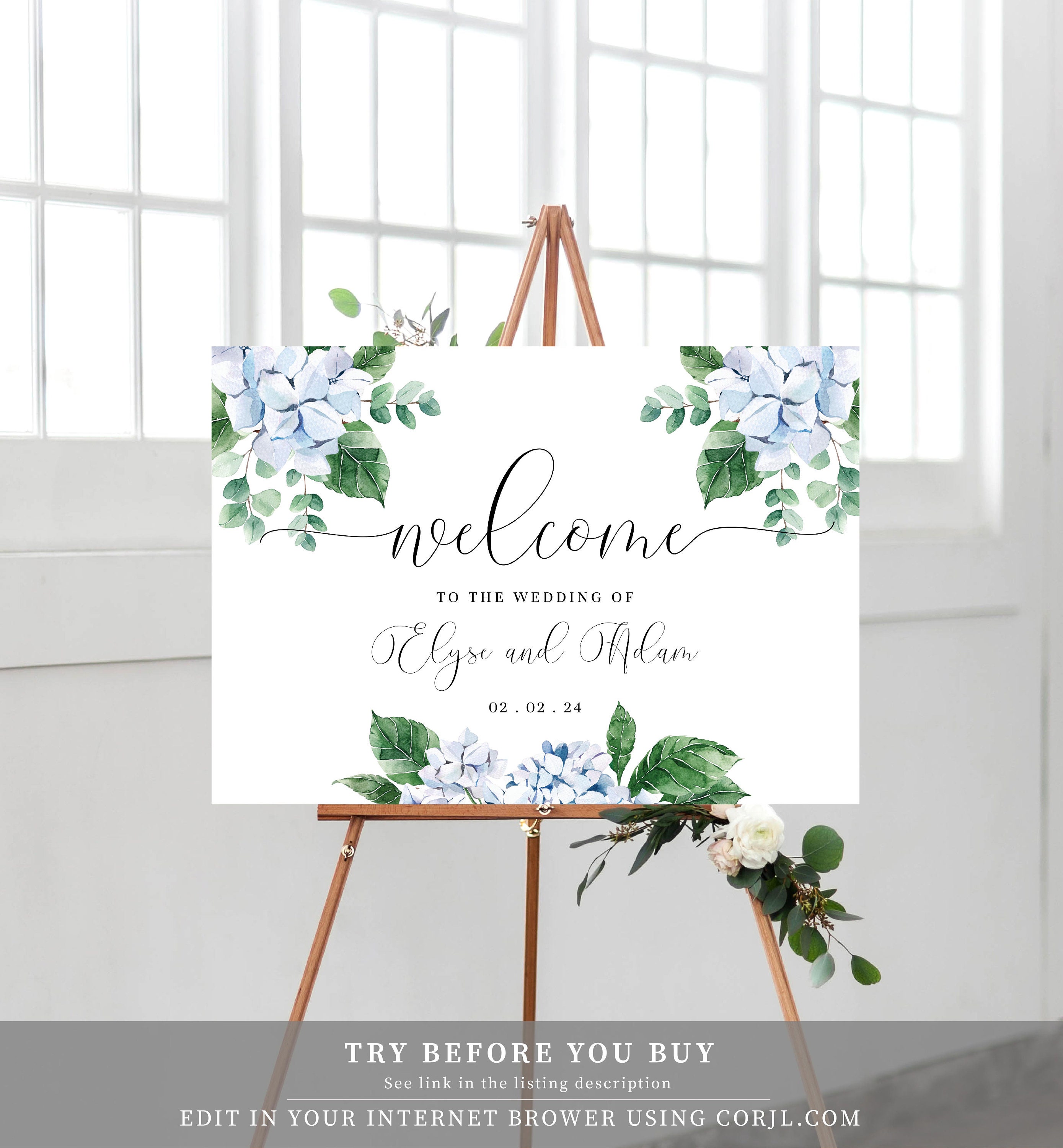 Editable Welcome Template Blue Hydrangea Wedding Welcome | Etsy