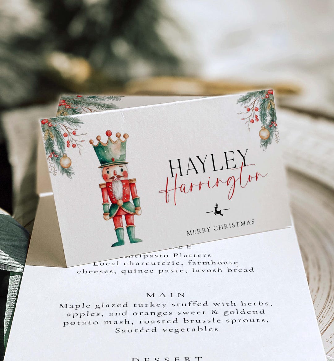 Nutcracker Place Cards, Printable Christmas Names Cards, Nutcracker ...