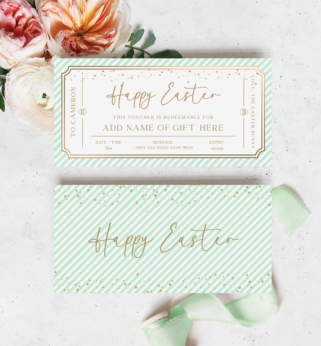 Easter Gift Voucher Template, Fully Custom Printable Gift Certificate ...