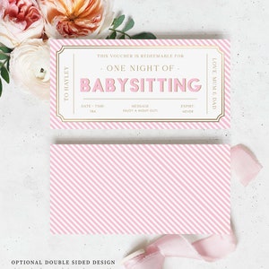 Printable Babysitting Gift Voucher Template, Birthday Childminding Gift ...