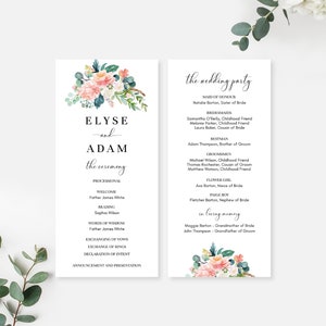 Printable Floral Wedding Program Template Editable Wedding | Etsy