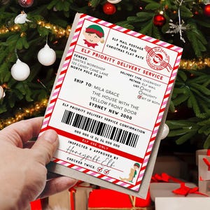 Printable Elf Arrival Box Shipping Label Sticker, North Pole Elf Mail ...