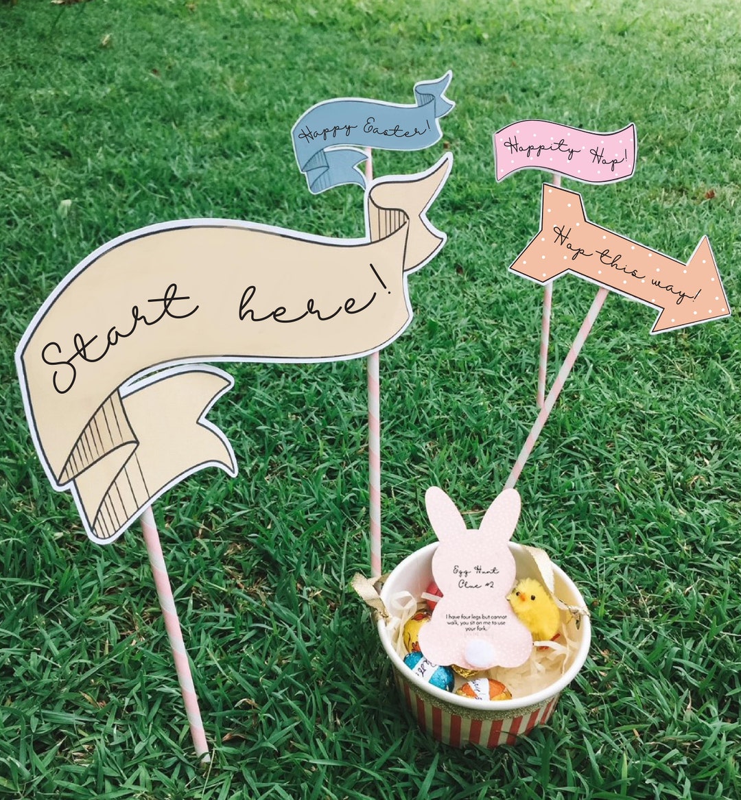 Printable Easter Egg Hunt Clues - Easter Egg Hunt Props - Editable ...