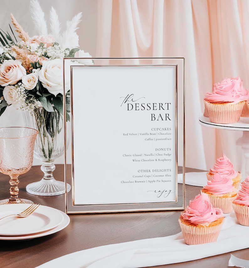 Printable Dessert Bar Sign, Minimalist Wedding Dessert Table Sign ...