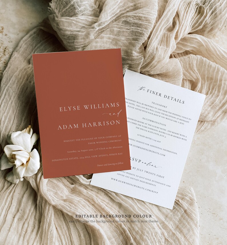 All in One Wedding Invitation and Details Card Editable - Etsy Australia