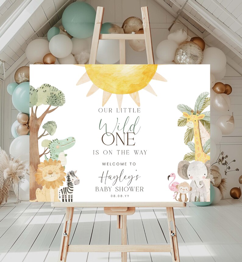Wild One Safari Baby Shower Welcome Sign (printable), Nyala - Etsy