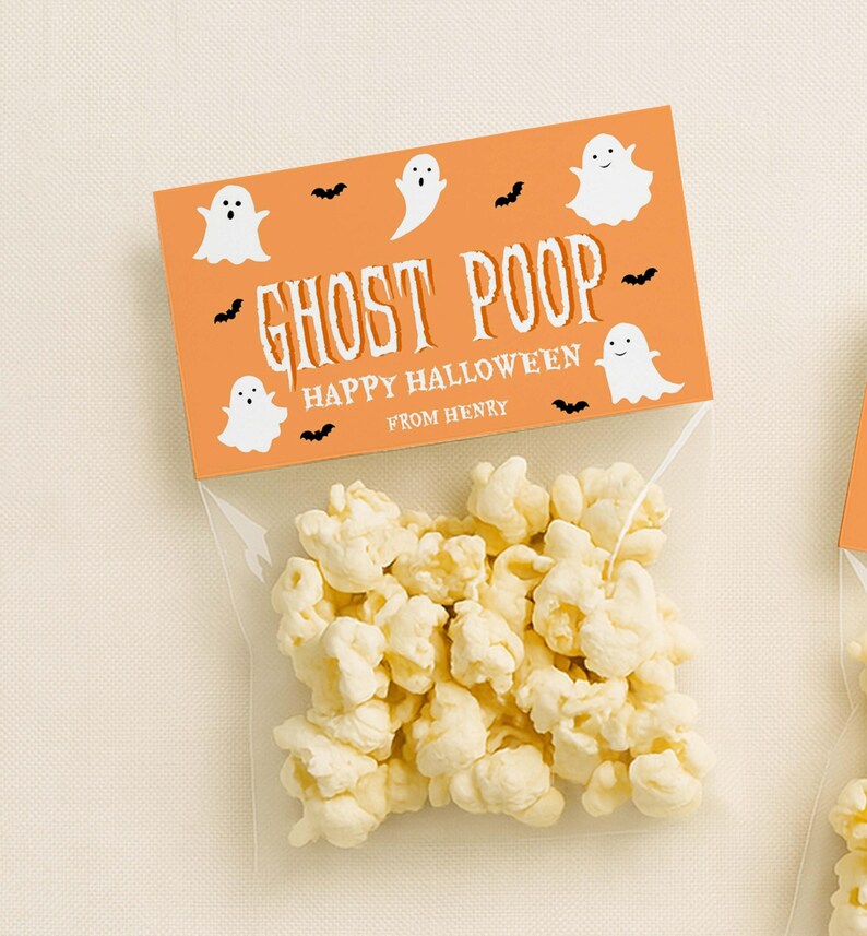 Ghost Poop Halloween Treat Bag Topper: Printable Favor Tags (DIY ...