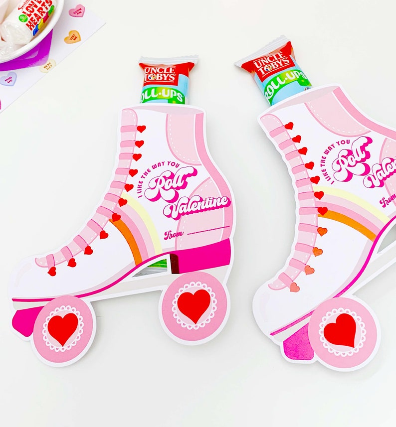 Printable Roller Skate Valentine Tag Template (digital Download) - Etsy