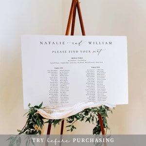 2 Banquet Table Seating Chart Template, Printable Minimalist Wedding ...