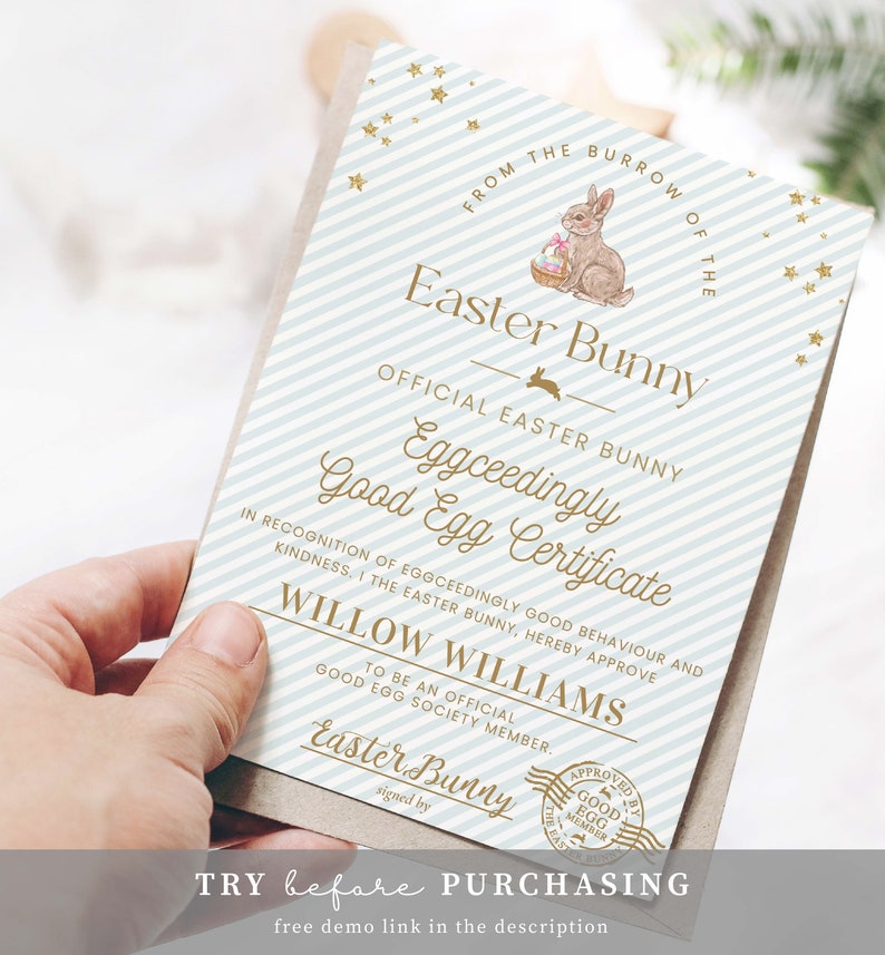 Printable Easter Good Egg Member Certificate, Easter Bunny Eggcellent ...