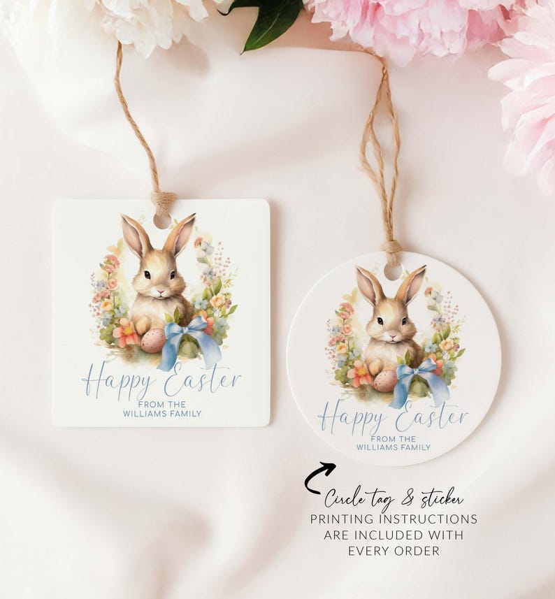 Easter Happy Easter Tag Template, Printable Easter Bunny Gift Tag ...