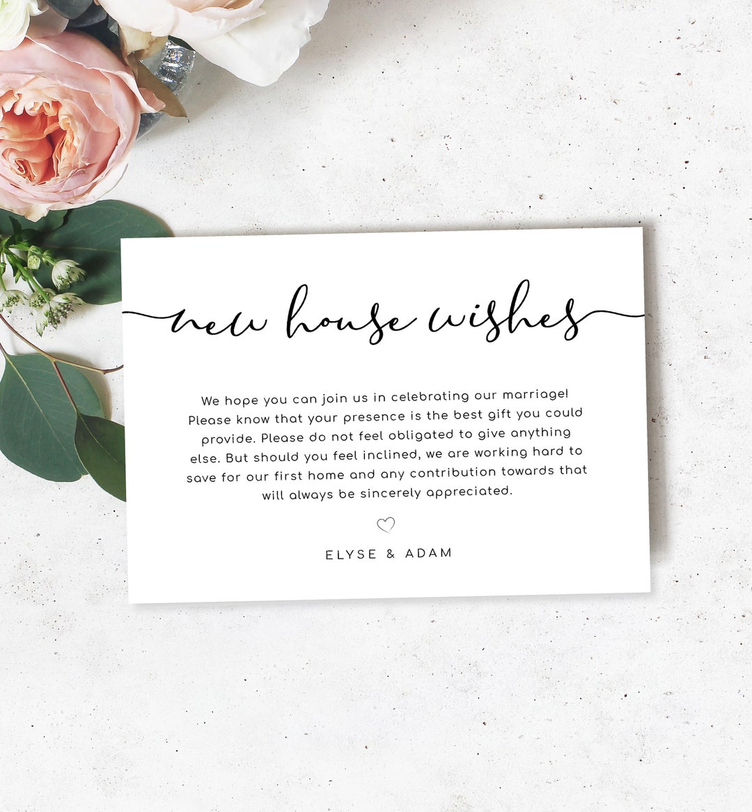 Printable New House Wishes Card - New Home Fund - Minimalist Modern ...