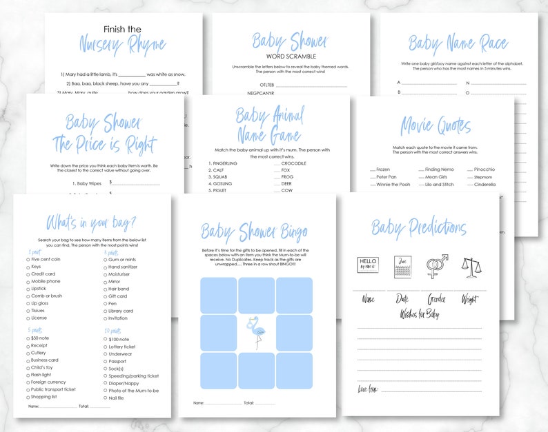 Printable Baby Shower Games Bundle Pack INSTANT DOWNLOAD | Etsy