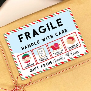 Christmas Fragile Label, Printable Santa's Workshop Fragile Shipping ...